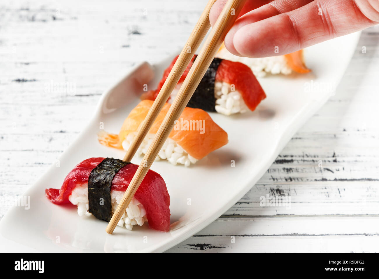 Set of Nigiris Stock Photo - Alamy