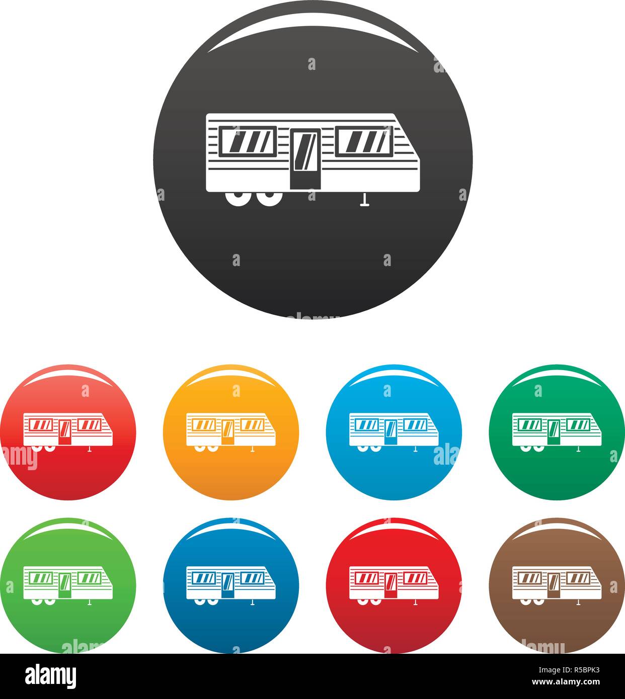Trailer house icons set 9 color vector isolated on white for any design ...