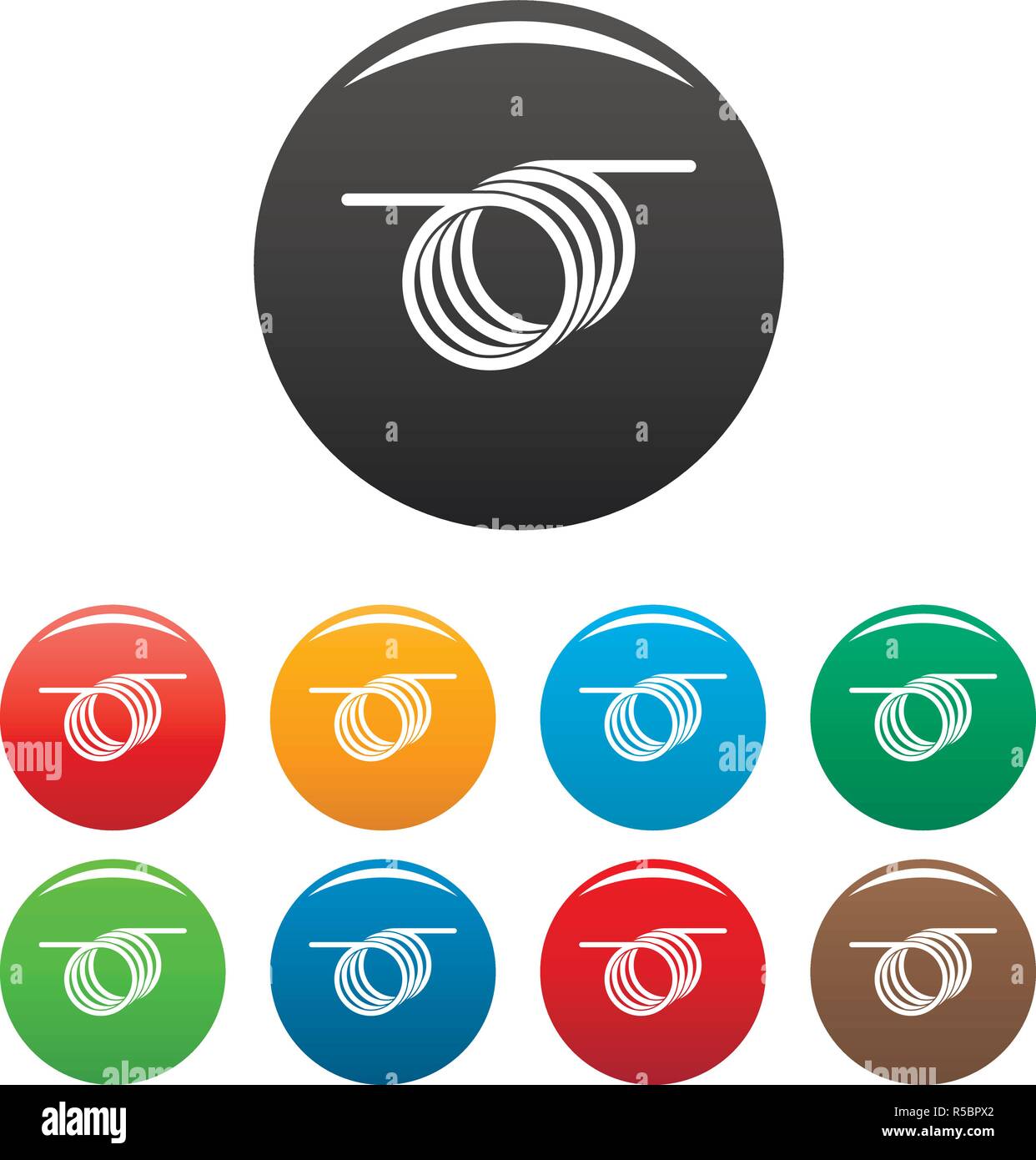 Spiral cable icons set 9 color vector isolated on white for any design ...