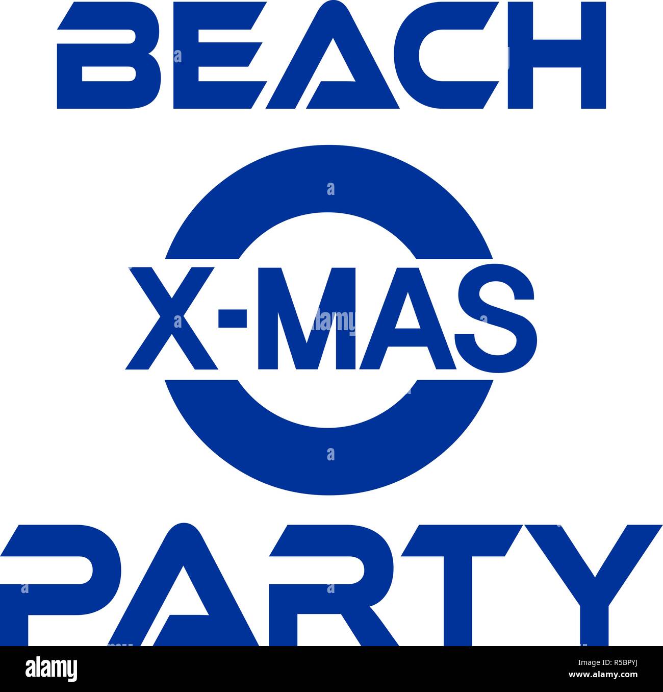 Christmas Party At The Beach Banner Seashore With Palm And Snowman