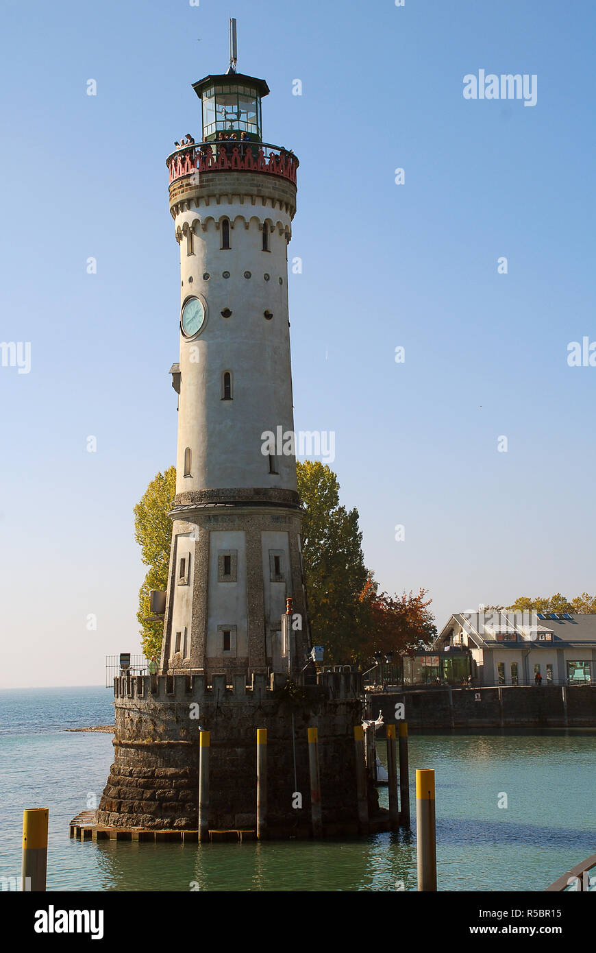 Harbour entrance of Lindau, Lake Constance (German: Bodensee) with the ...