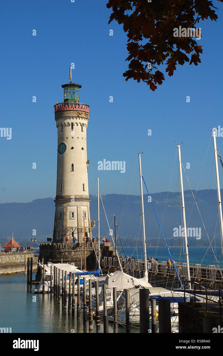 Harbour entrance of Lindau, Lake Constance (German: Bodensee) with the ...