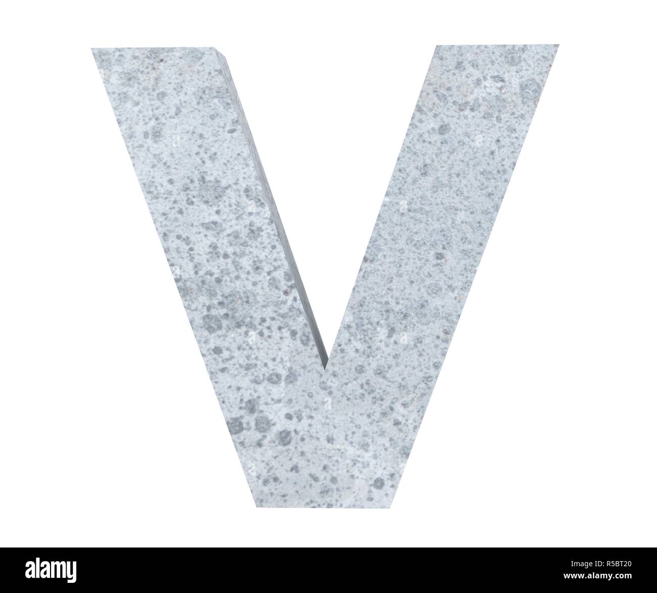 Concrete Capital Letter - V isolated on white background. 3D render ...
