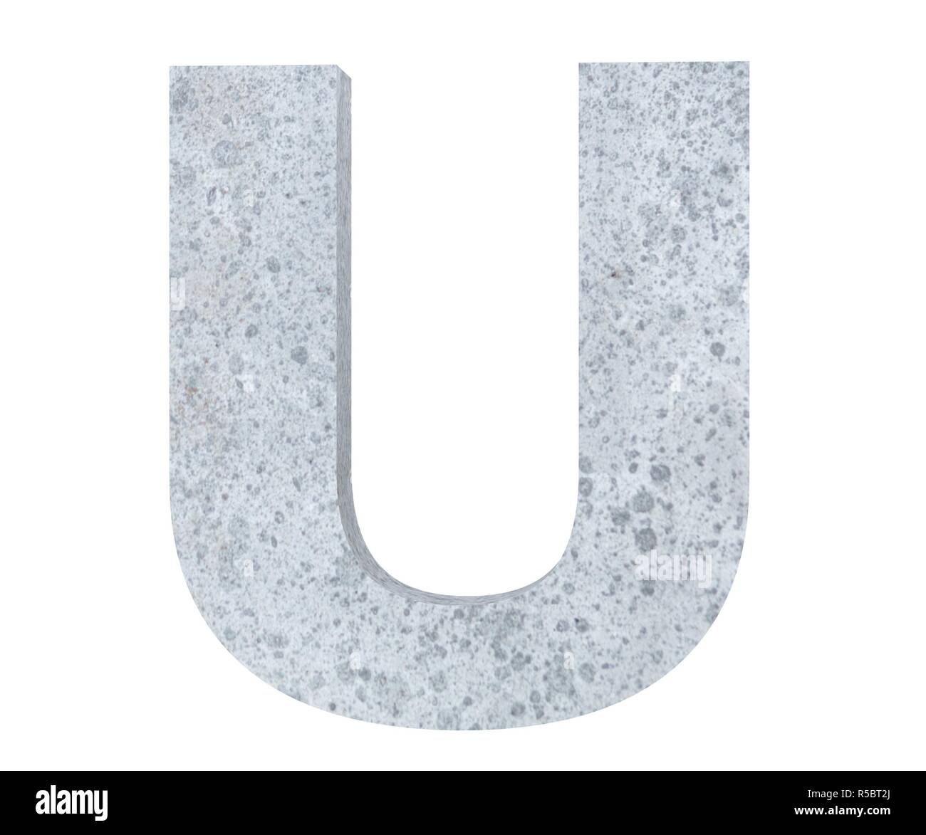 Concrete Capital Letter - U isolated on white background. 3D render ...