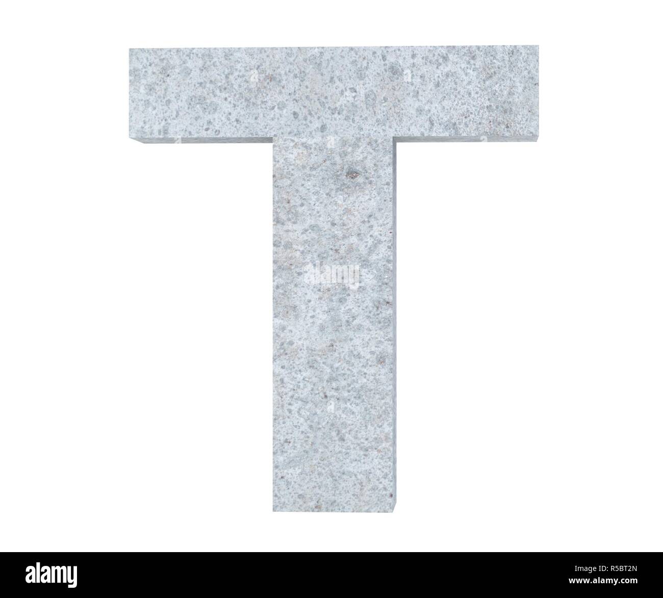 Concrete Capital Letter - T isolated on white background. 3D render ...