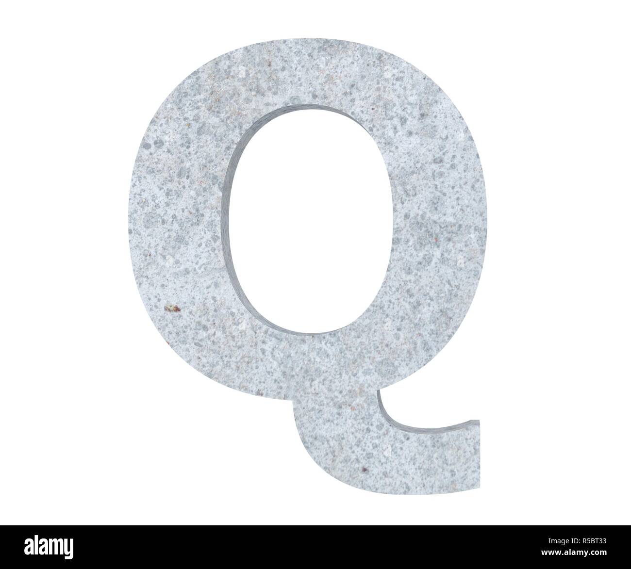 Concrete Capital Letter - Q isolated on white background. 3D render ...