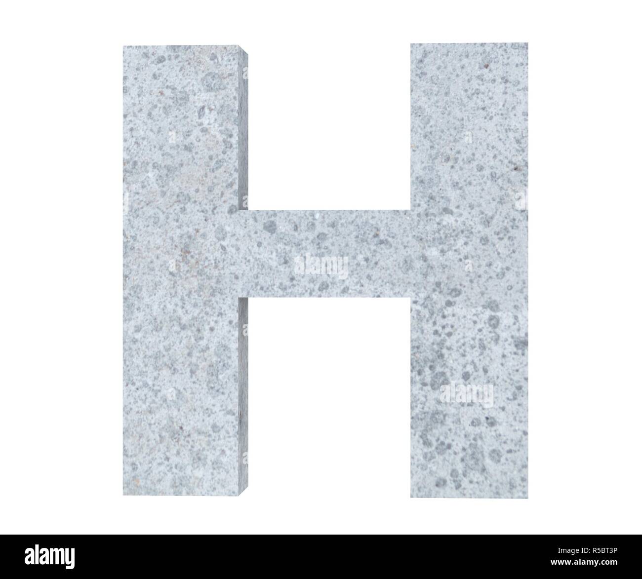 Concrete Capital Letter - H isolated on white background. 3D render ...