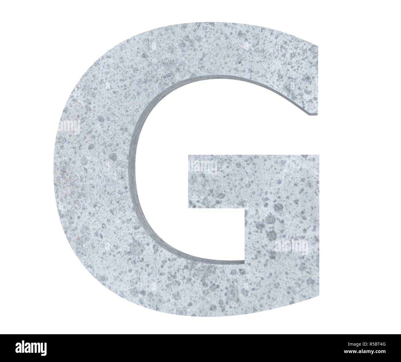 Concrete Capital Letter - G isolated on white background. 3D render ...