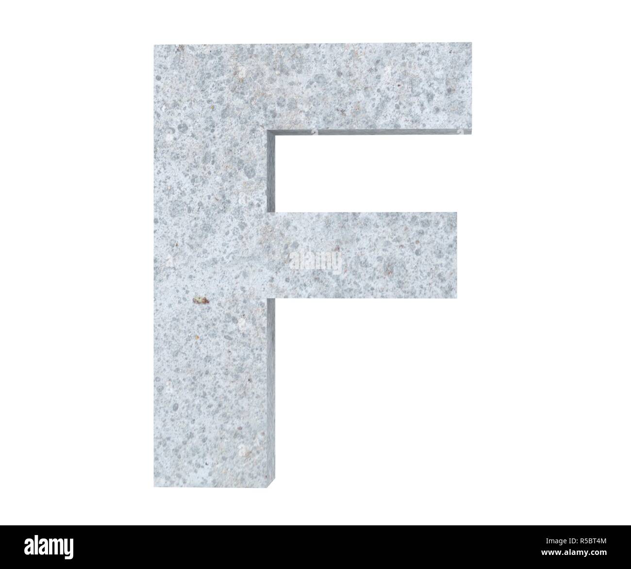 Concrete Capital Letter - F isolated on white background. 3D render ...