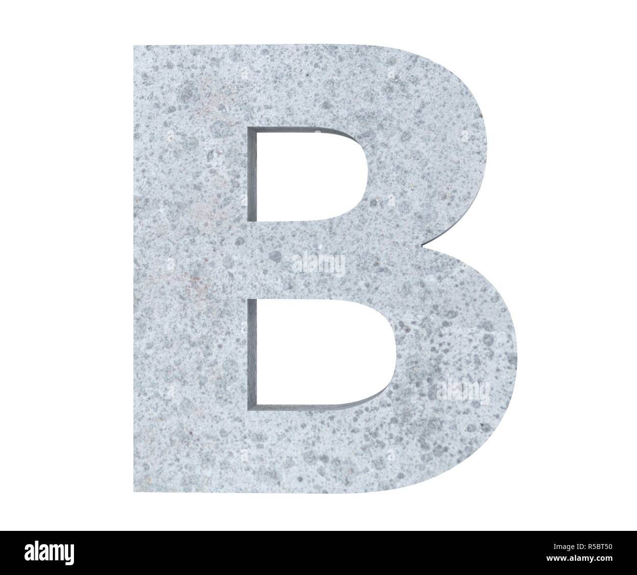 Concrete Capital Letter - B isolated on white background. 3D render ...