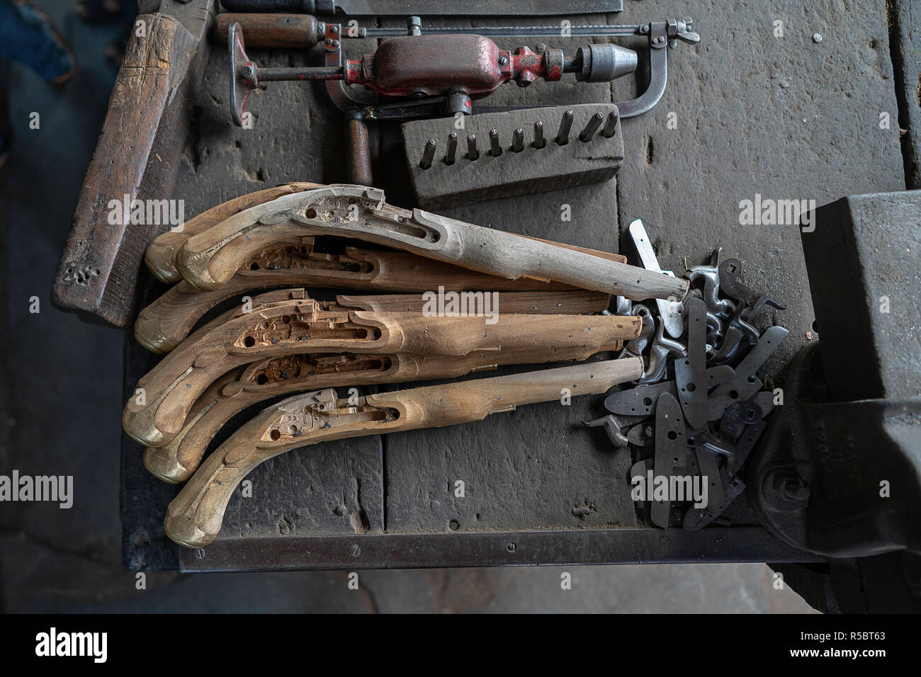 Gun pieces are seen displayed at the Rajasthan Gun Factory. The ...