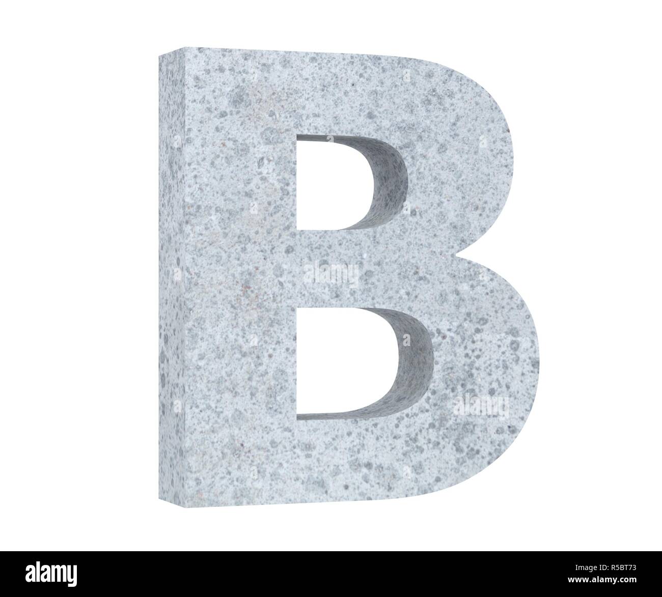 Concrete Capital Letter - B isolated on white background. 3D render ...