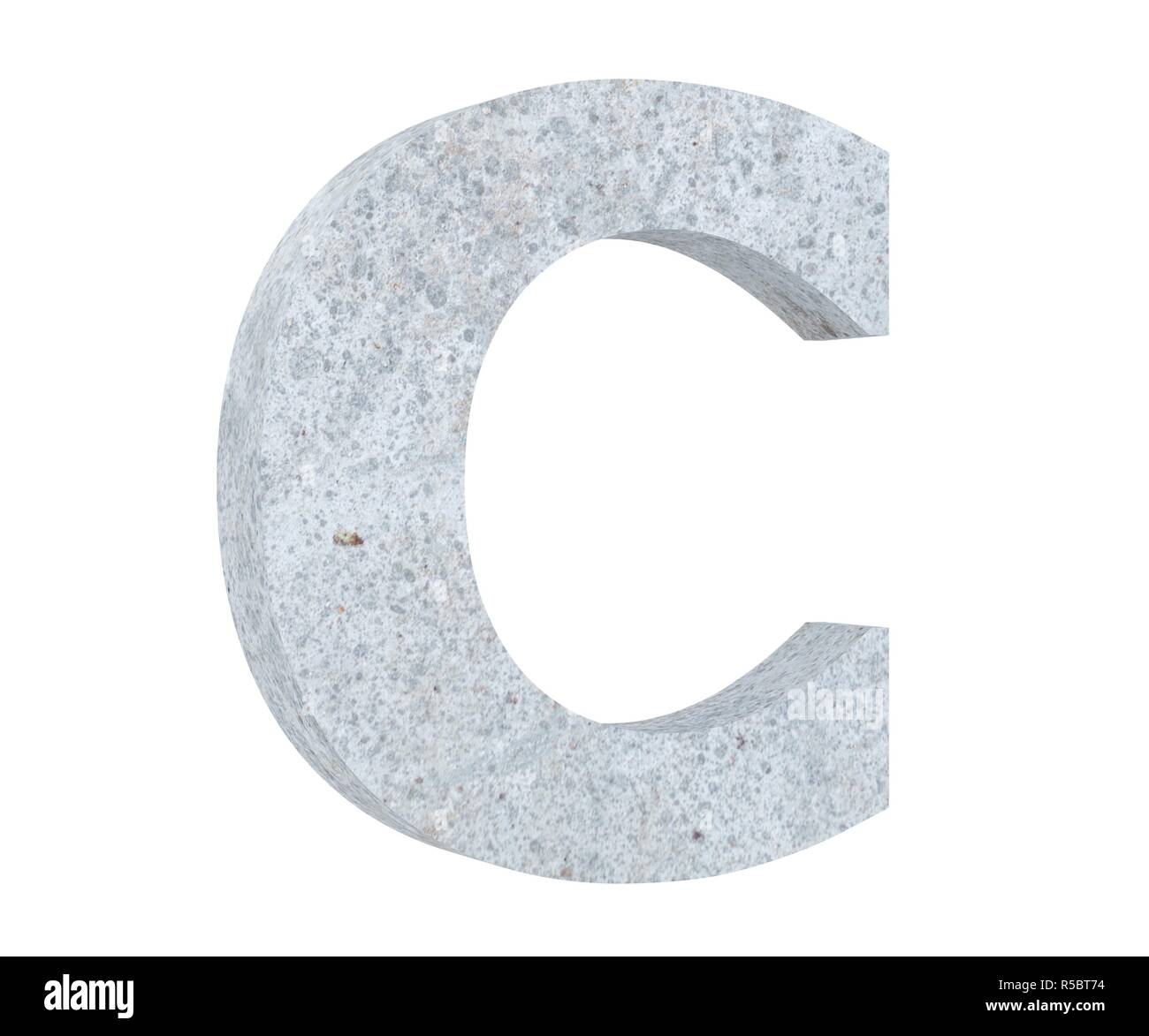 Concrete Capital Letter - C isolated on white background. 3D render ...