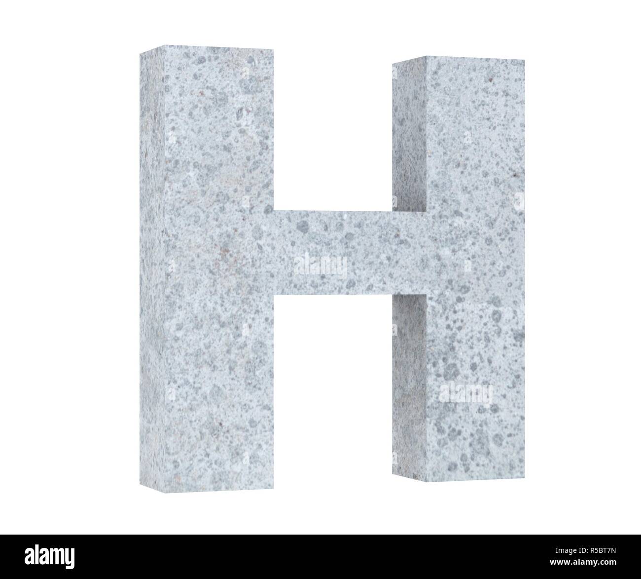 Concrete Capital Letter - H isolated on white background. 3D render ...