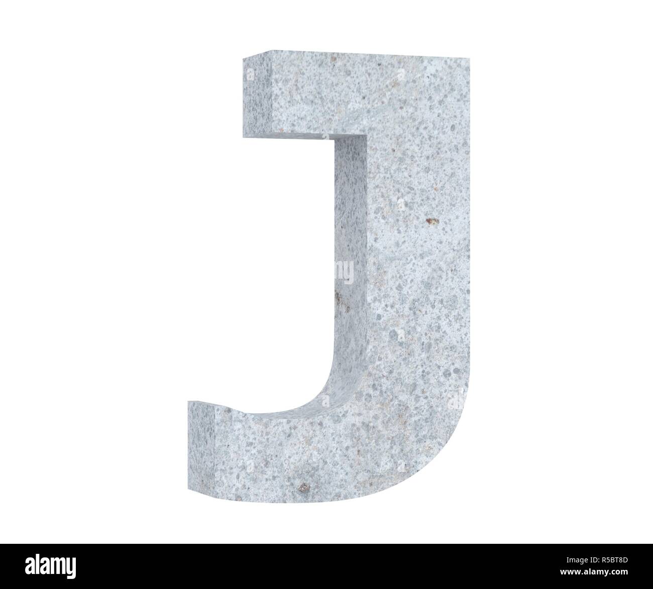 Concrete Capital Letter - J isolated on white background. 3D render ...