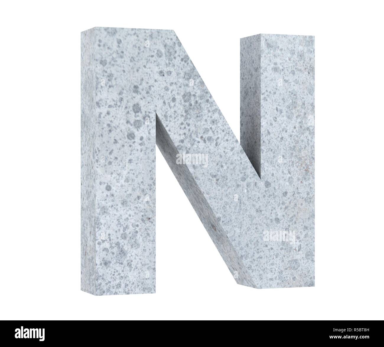 Concrete Capital Letter - N isolated on white background. 3D render ...