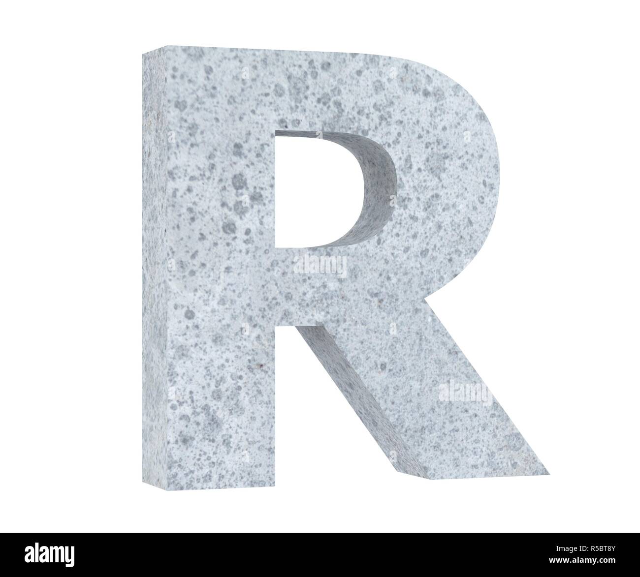 Concrete Capital Letter - R isolated on white background. 3D render ...