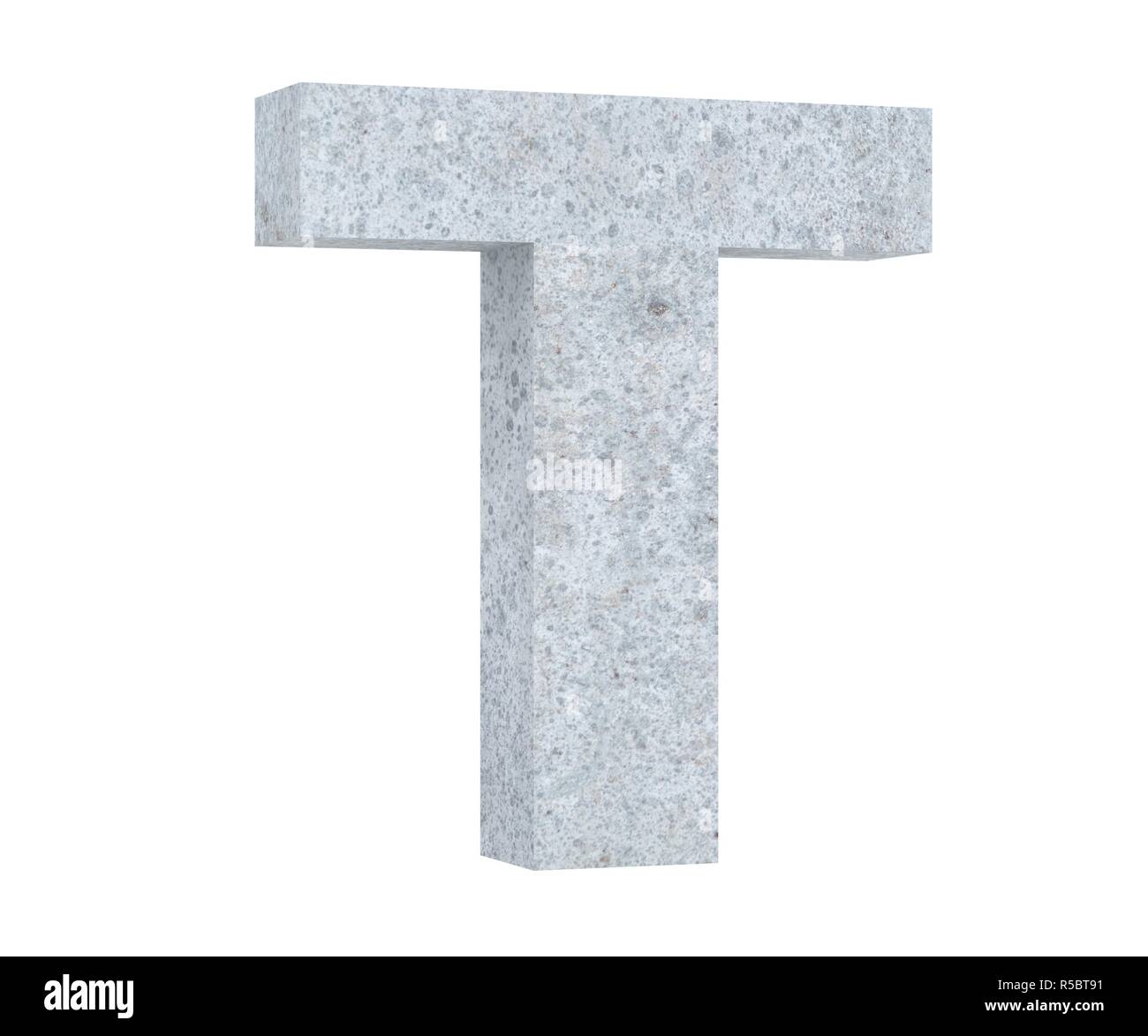 Concrete Capital Letter - T isolated on white background. 3D render ...