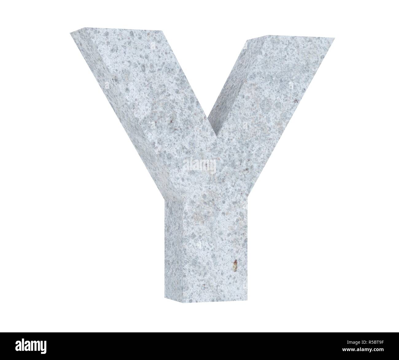 Concrete Capital Letter - Y isolated on white background. 3D render ...