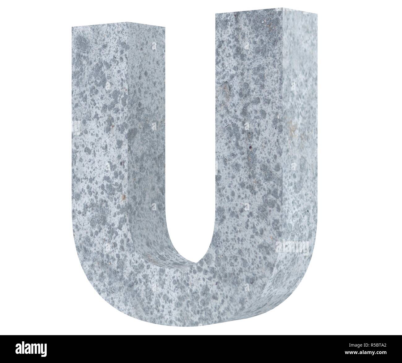 Concrete Capital Letter - U isolated on white background. 3D render ...