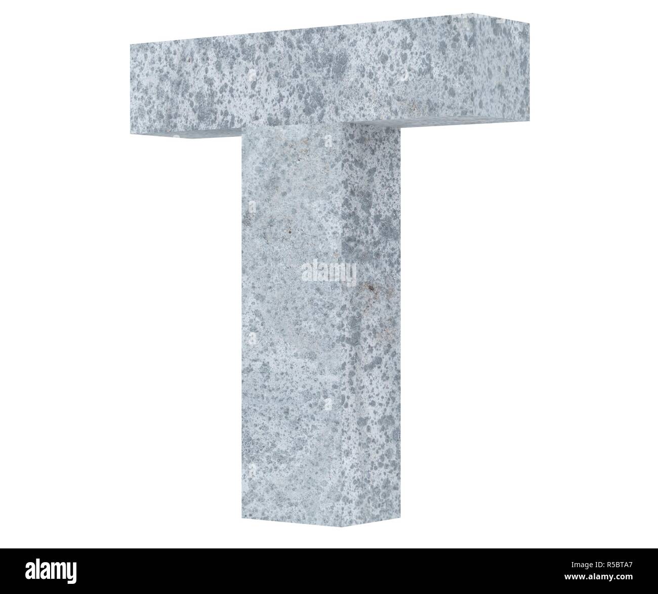 Concrete Capital Letter - T isolated on white background. 3D render ...