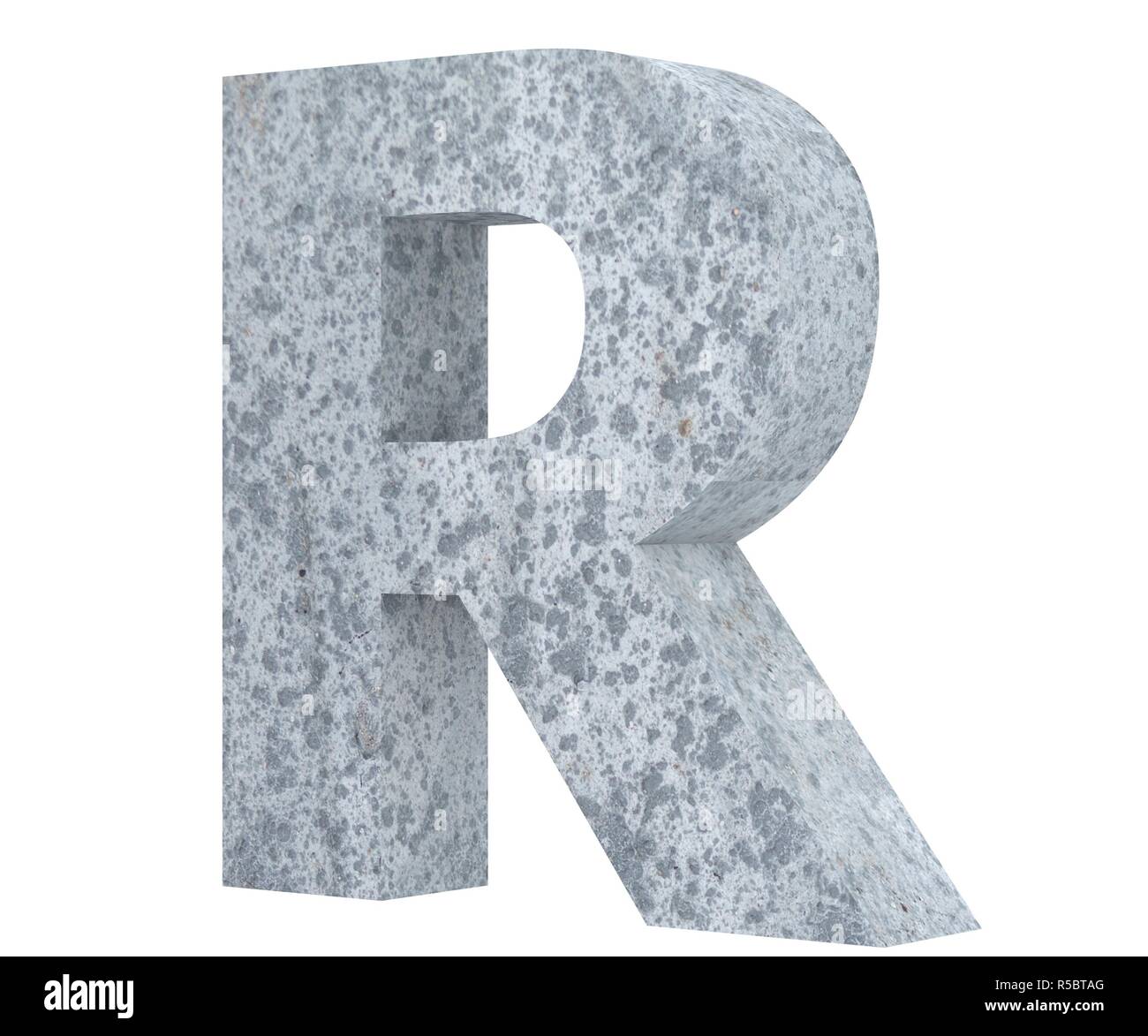 Concrete Capital Letter - R isolated on white background. 3D render ...