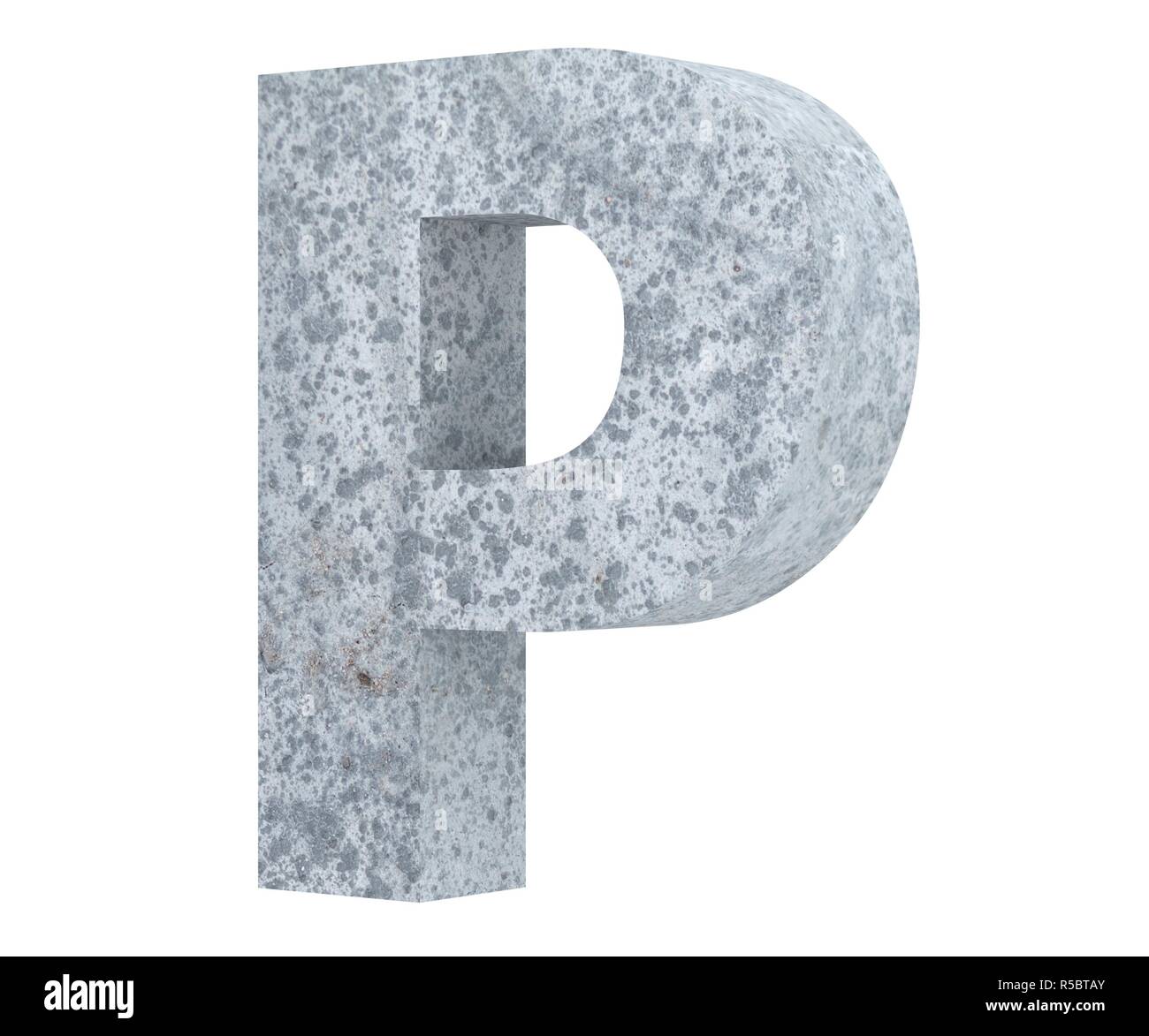 Concrete Capital Letter - P isolated on white background. 3D render ...