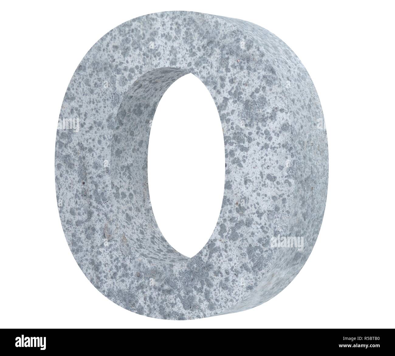 Concrete Capital Letter - O isolated on white background. 3D render ...