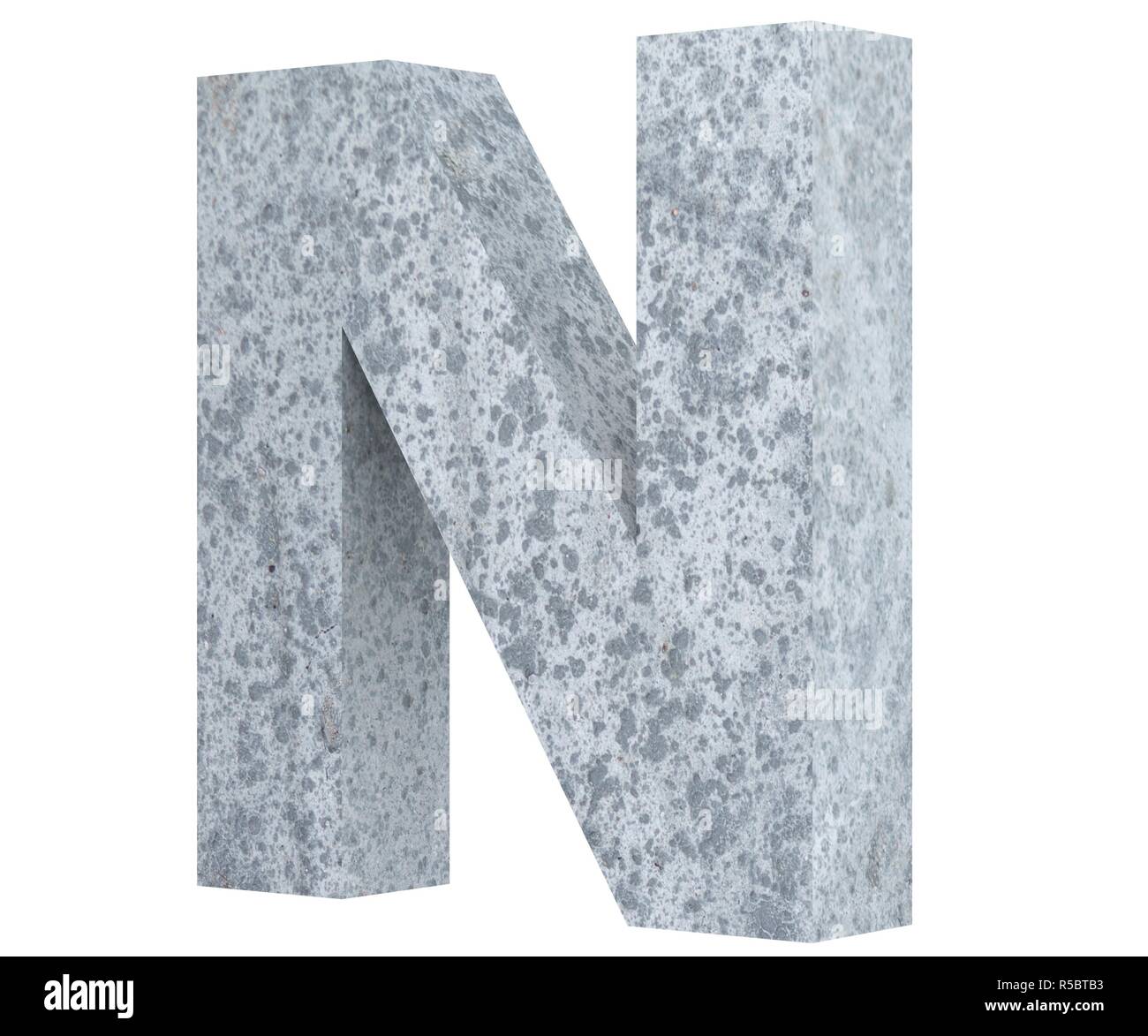 Concrete Capital Letter - N isolated on white background. 3D render ...