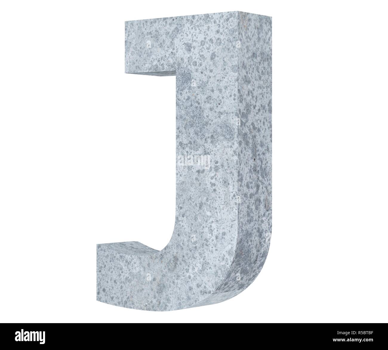 Concrete Capital Letter - J isolated on white background. 3D render ...