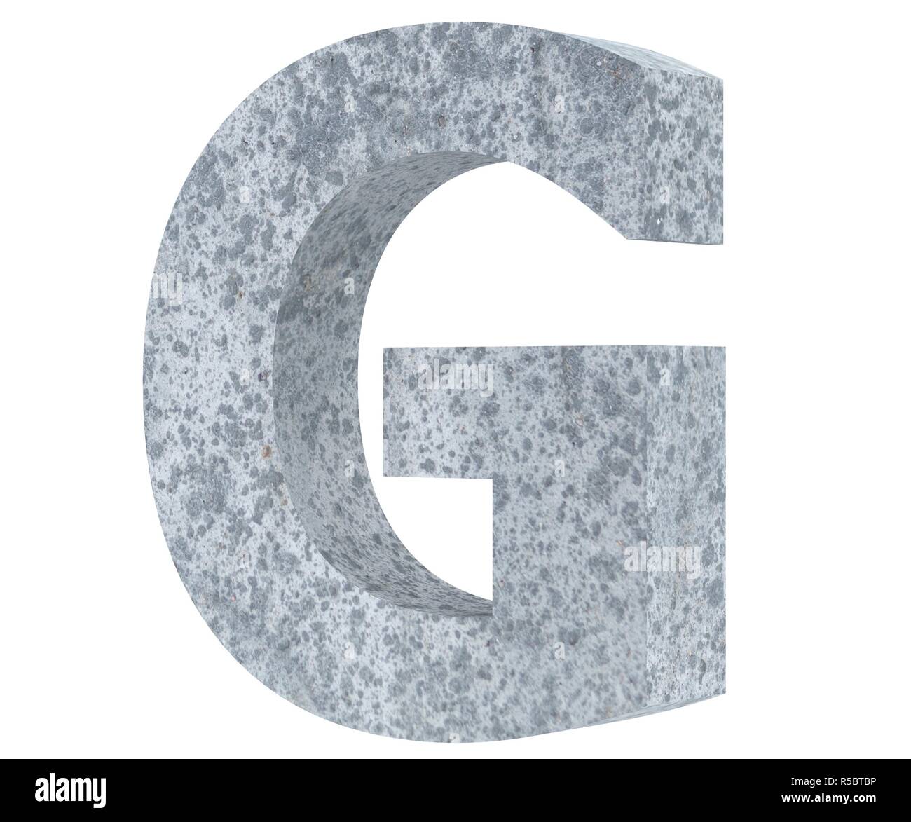 Concrete Capital Letter - G isolated on white background. 3D render ...