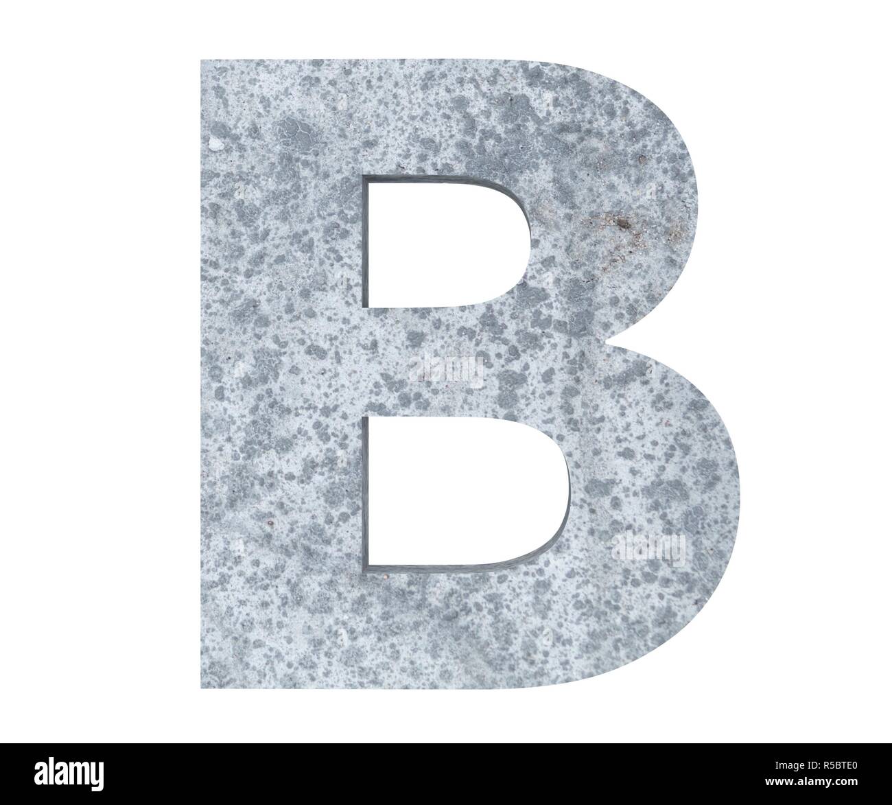 Concrete Capital Letter - B isolated on white background. 3D render ...
