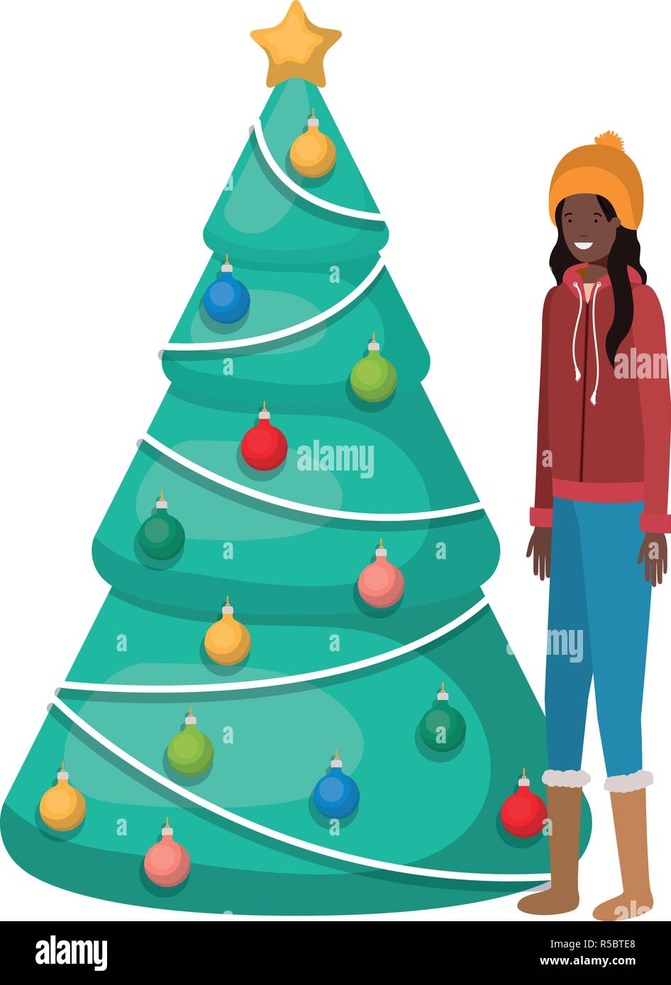 woman with christmas tree avatar character Stock Vector Image & Art - Alamy