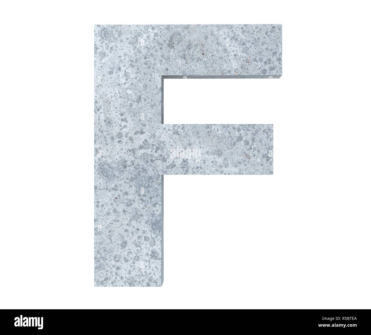 Concrete Capital Letter - F isolated on white background. 3D render ...