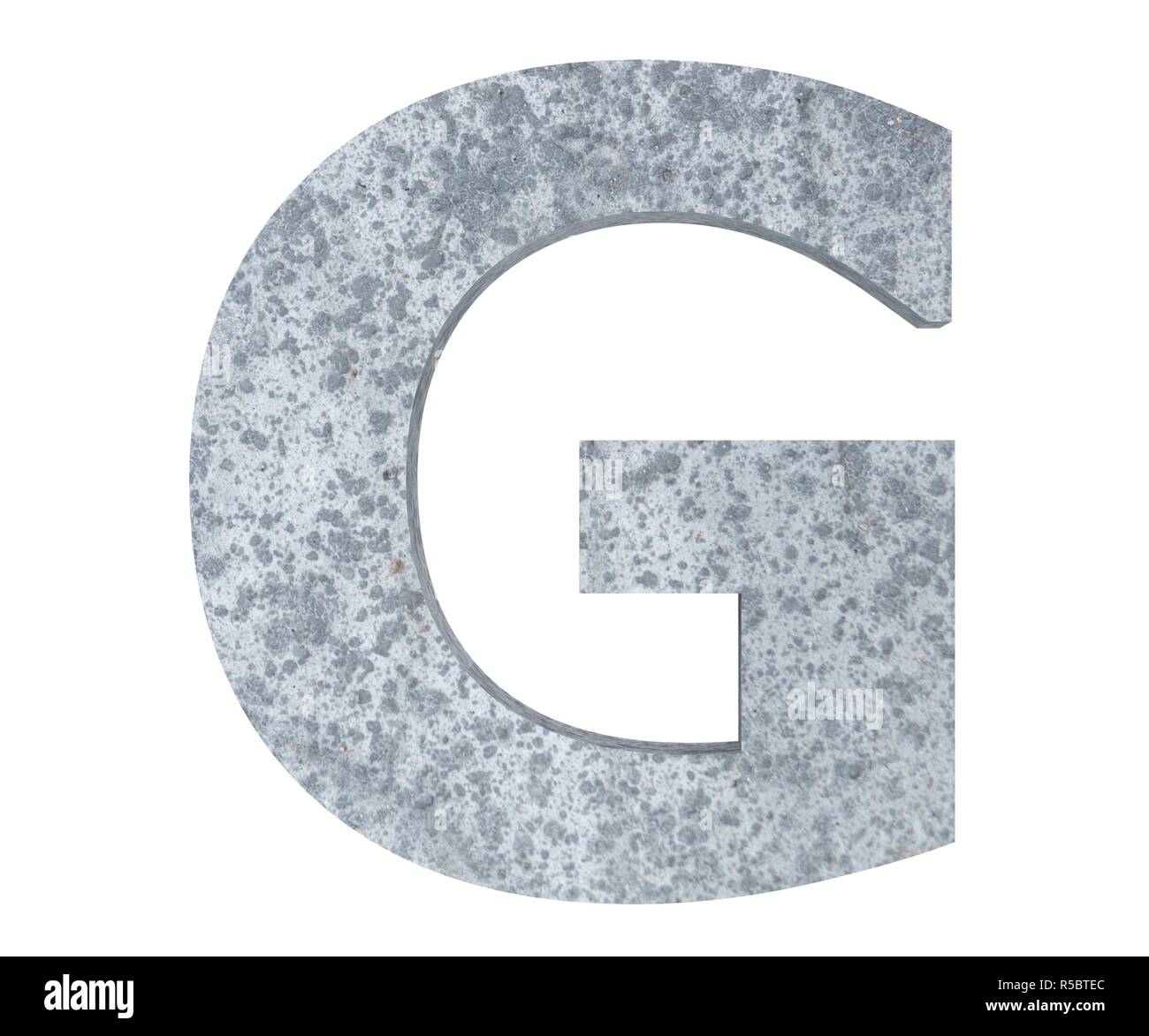 Concrete Capital Letter - G isolated on white background. 3D render ...
