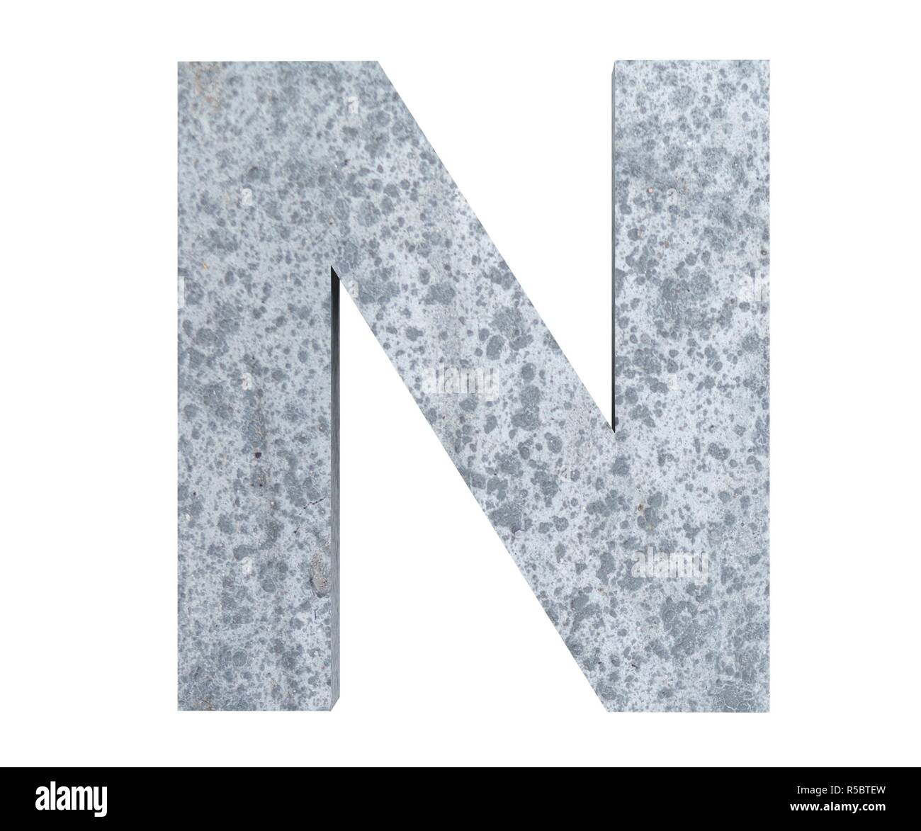 Concrete Capital Letter - N isolated on white background. 3D render ...