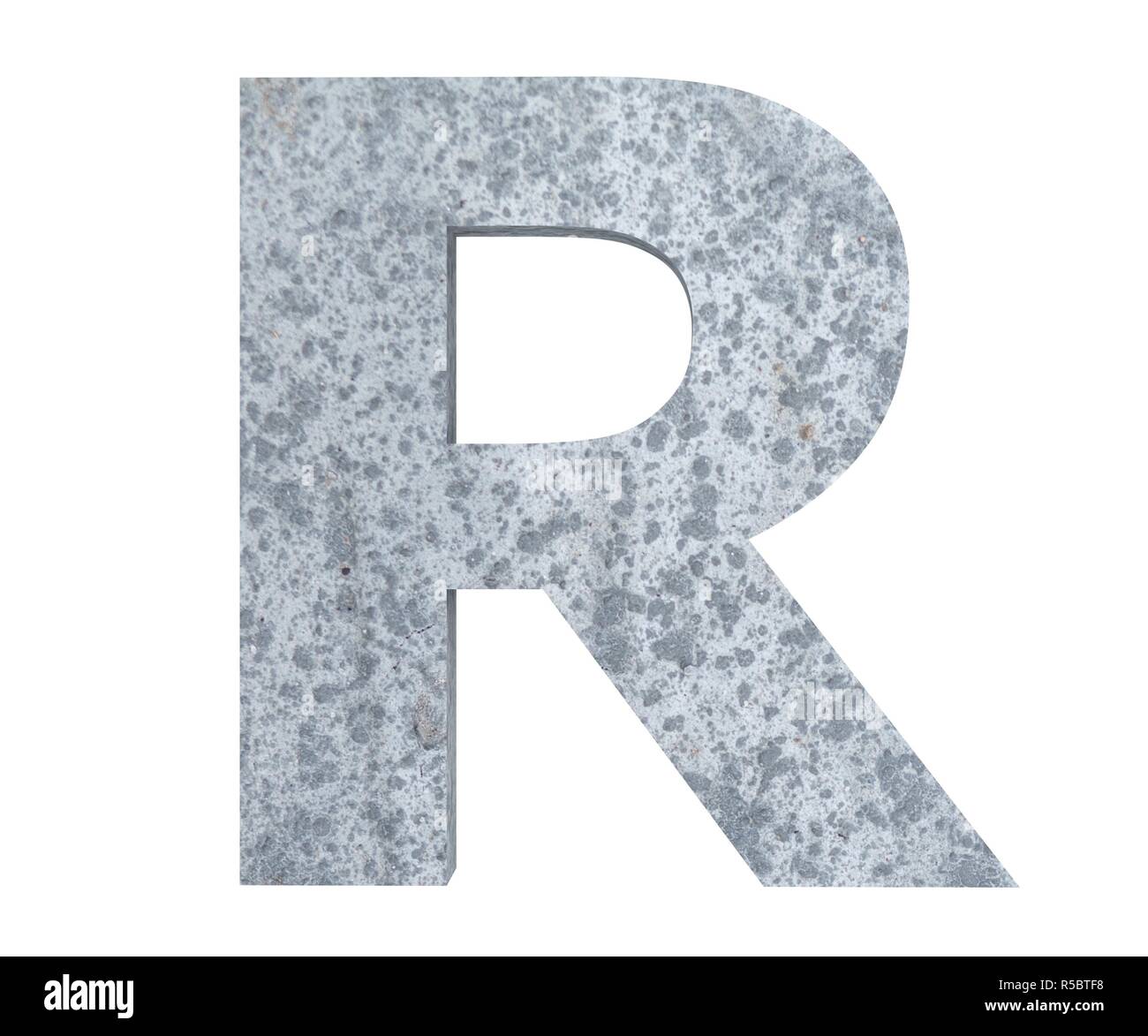 Concrete Capital Letter - R isolated on white background. 3D render ...