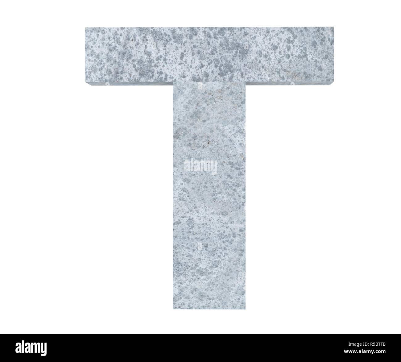 Concrete Capital Letter - T isolated on white background. 3D render ...