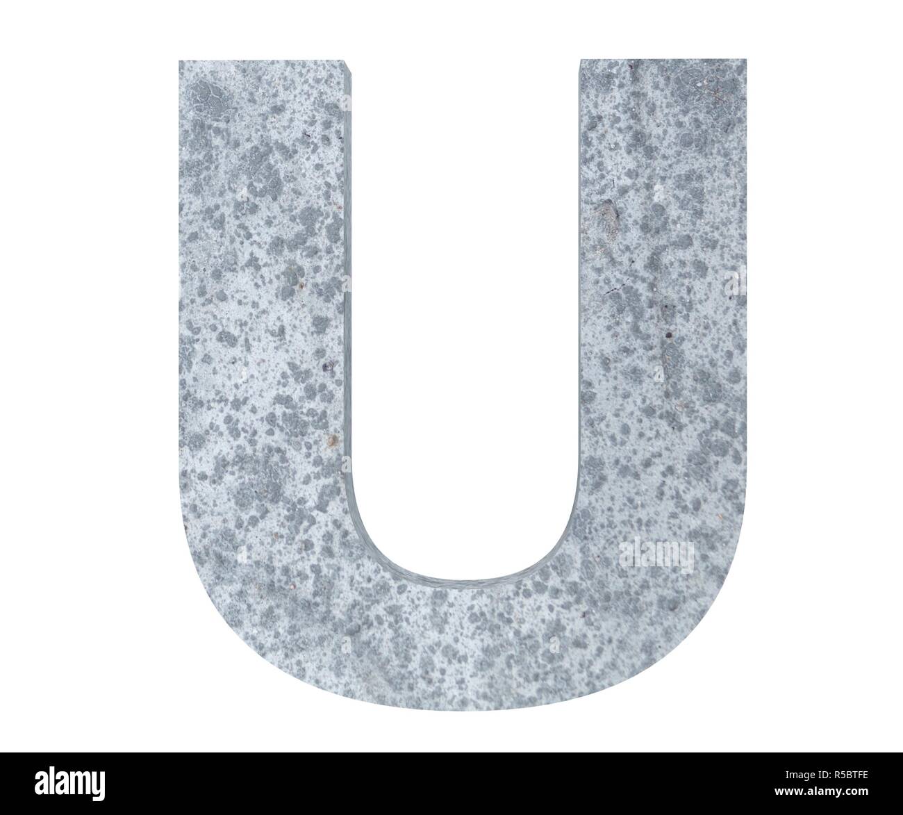 Concrete Capital Letter - U isolated on white background. 3D render ...