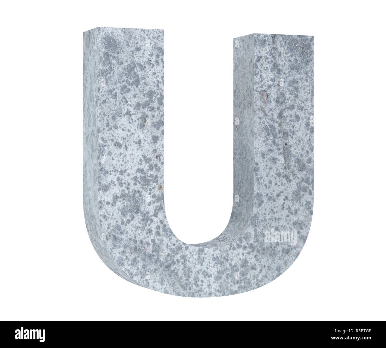 Concrete Capital Letter - U isolated on white background. 3D render ...