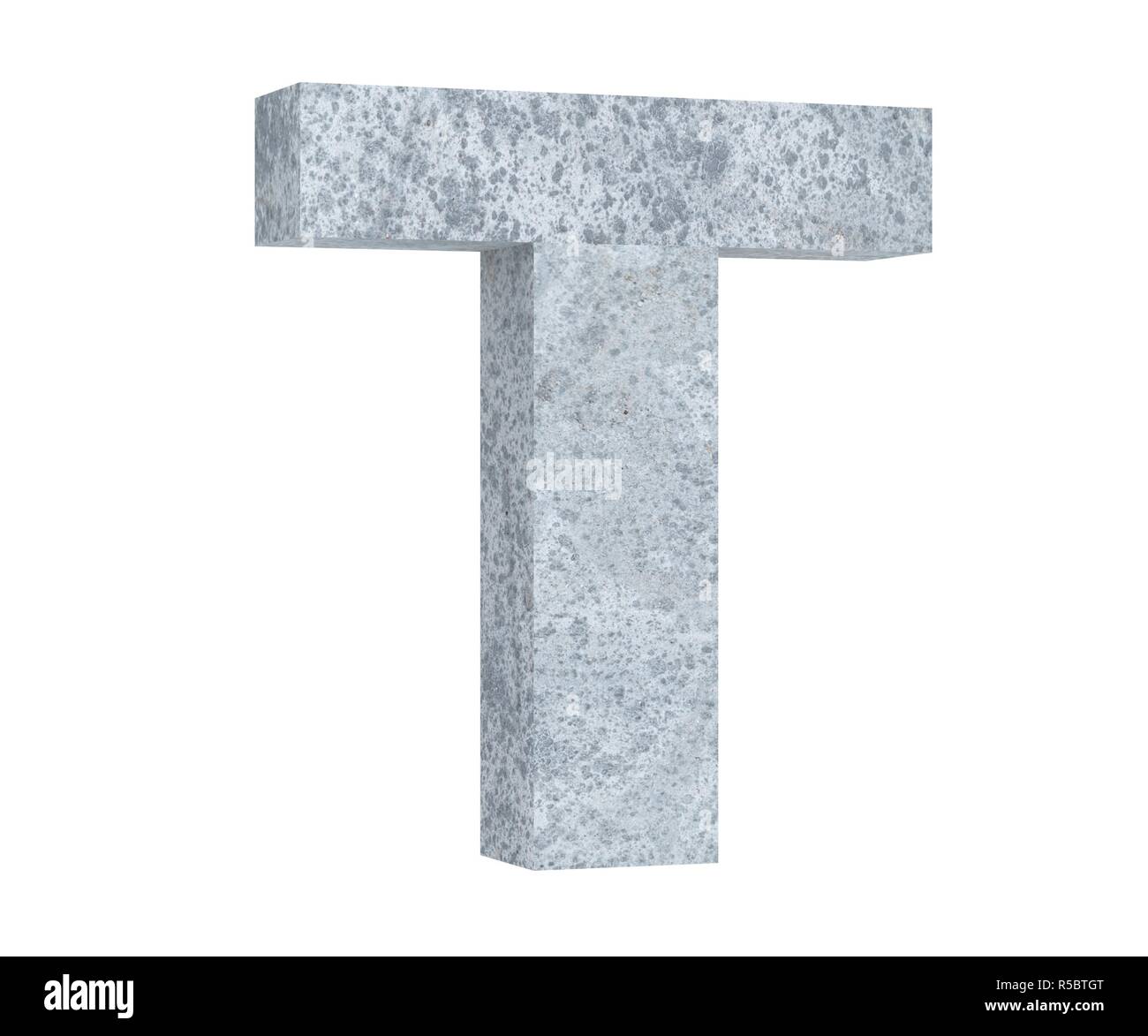 Concrete Capital Letter - T isolated on white background. 3D render ...