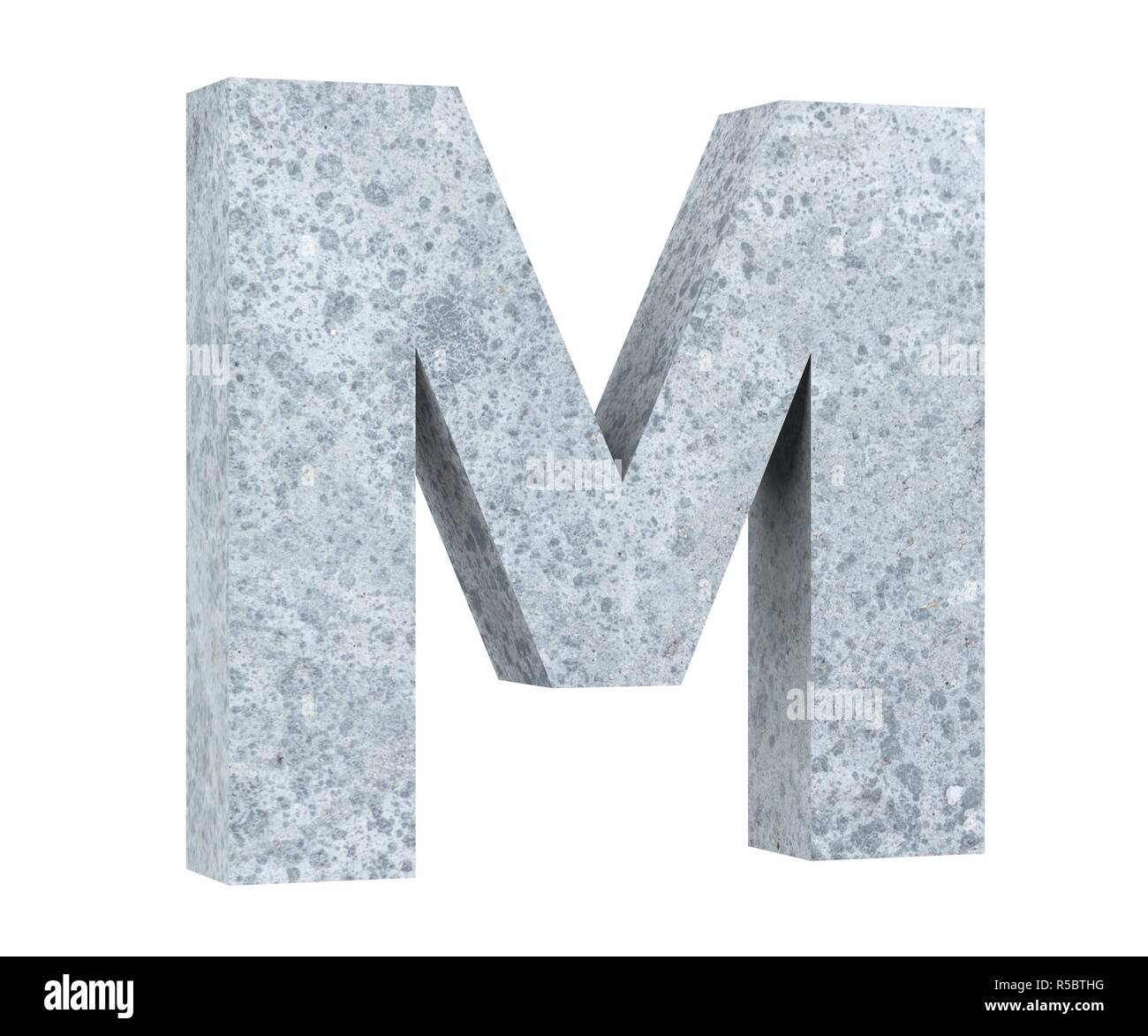 Concrete Capital Letter - M isolated on white background. 3D render ...