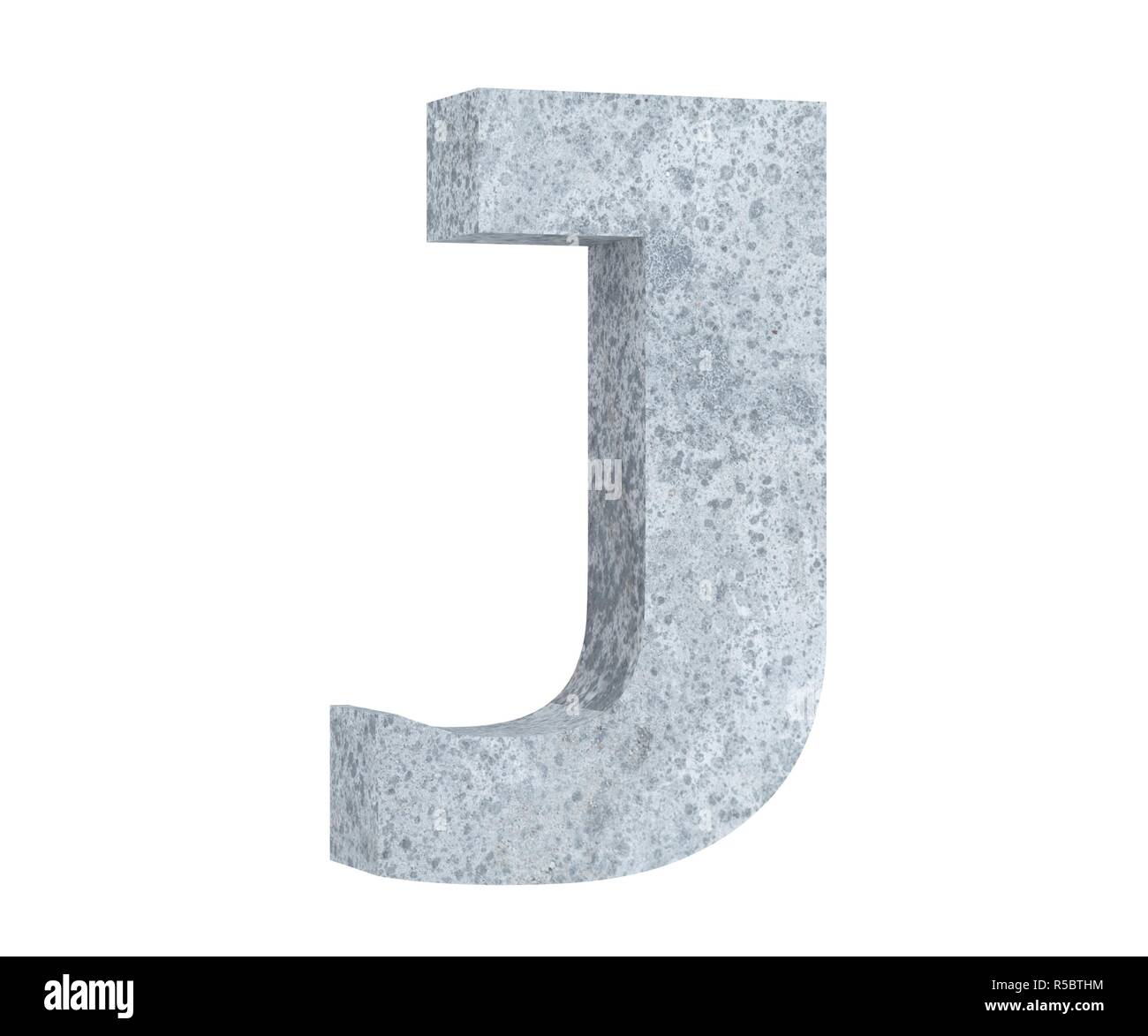 Concrete Capital Letter - J isolated on white background. 3D render ...