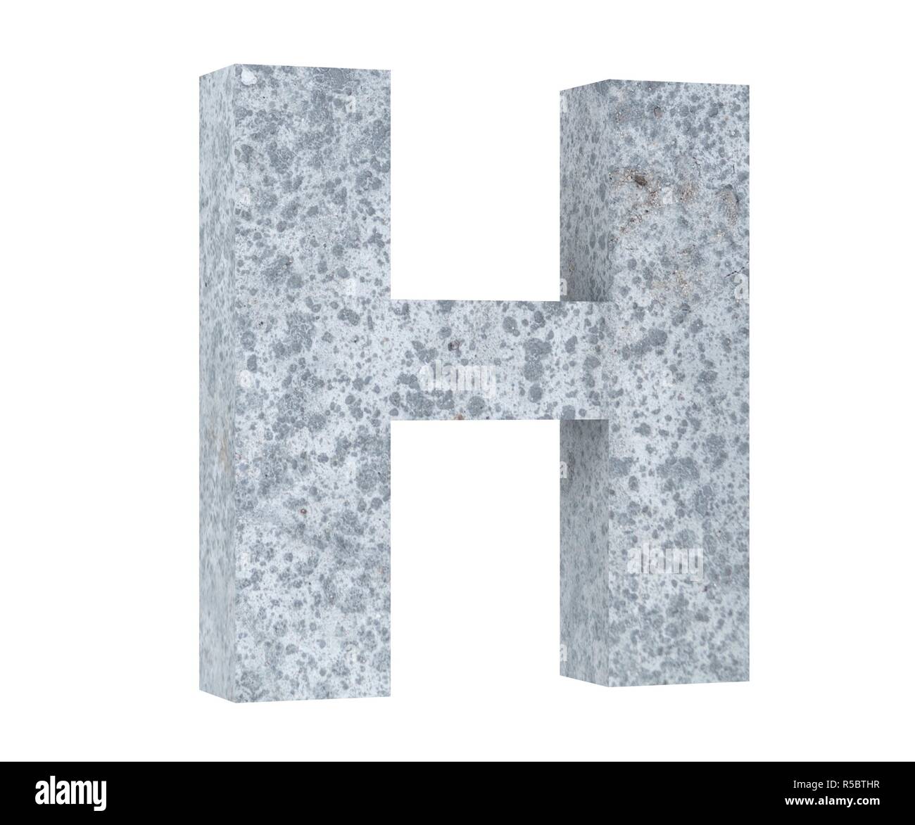 Concrete Capital Letter - H isolated on white background. 3D render ...
