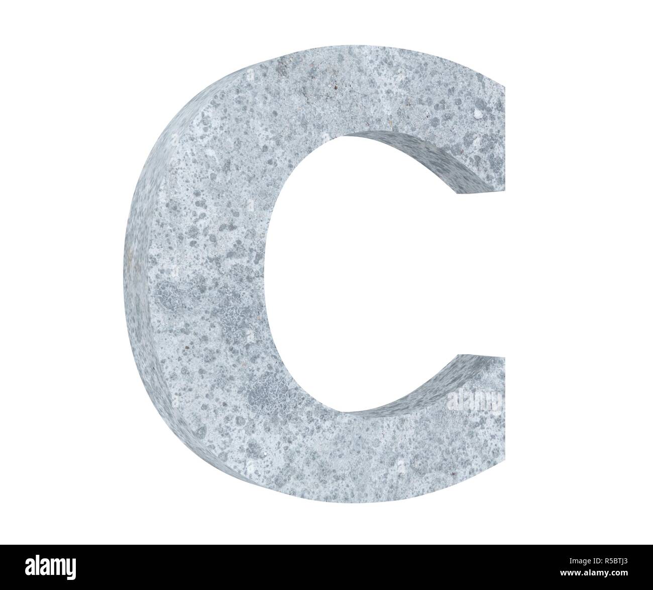 Concrete Capital Letter - C isolated on white background. 3D render ...