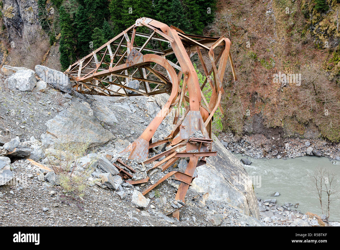 Natural disaster in mountains, implications of rockfalls, force of ...