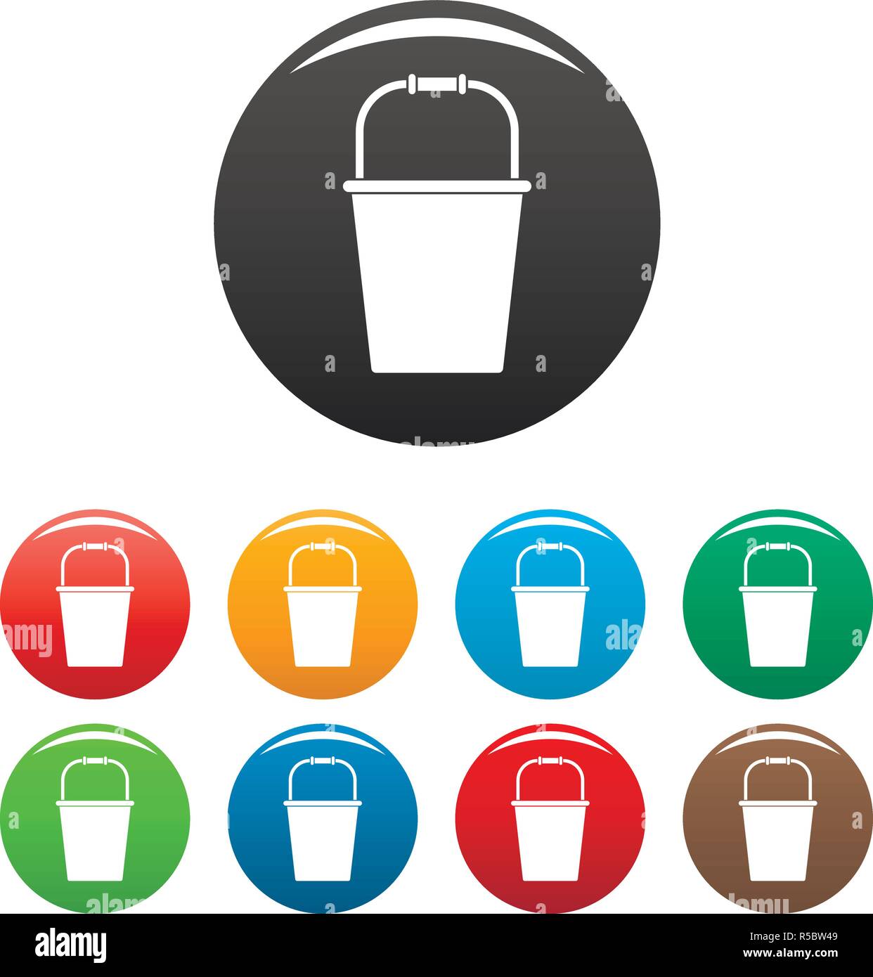 Farm bucket icons set 9 color vector isolated on white for any design ...