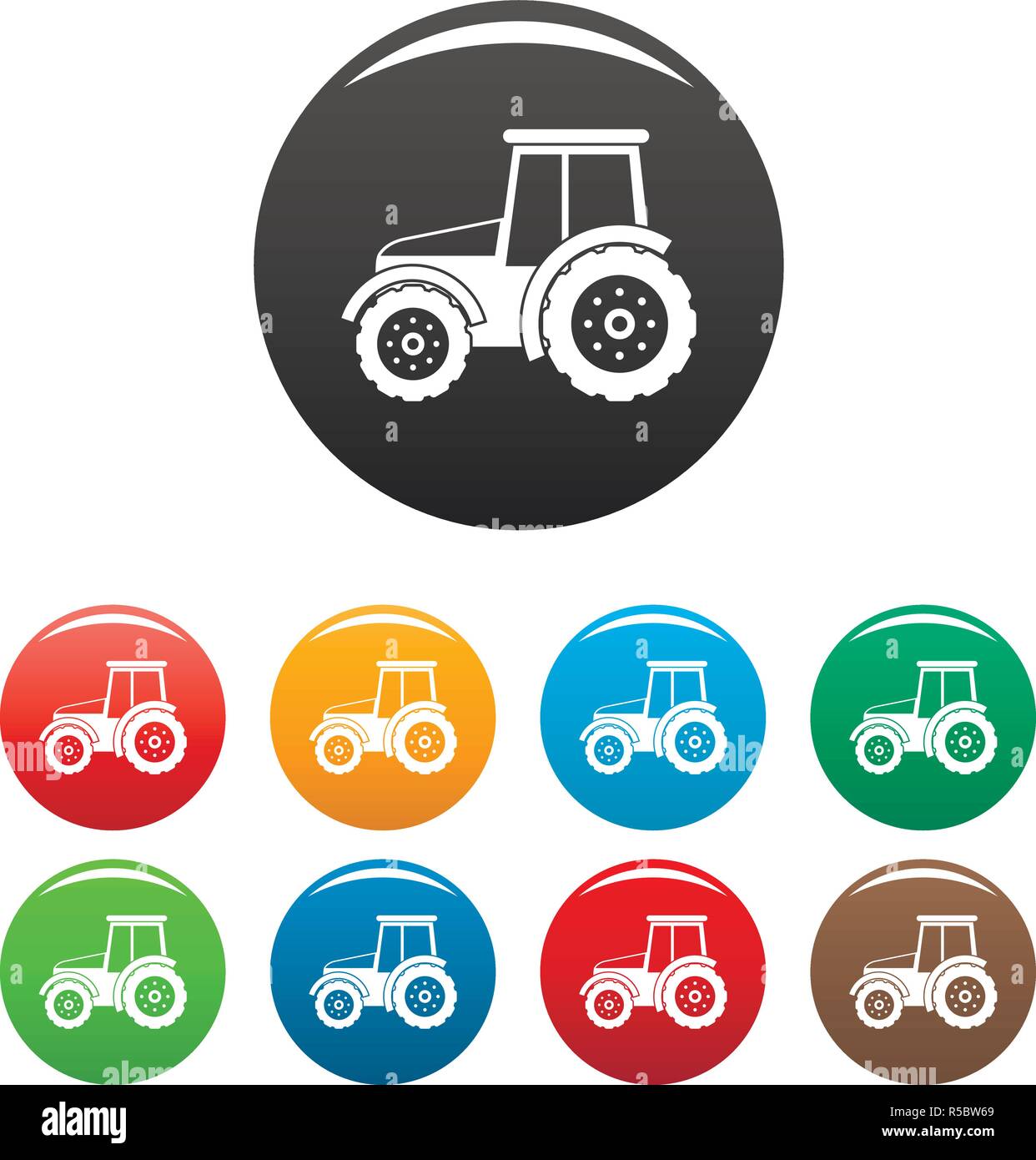 Tractor icons set 9 color vector isolated on white for any design Stock ...