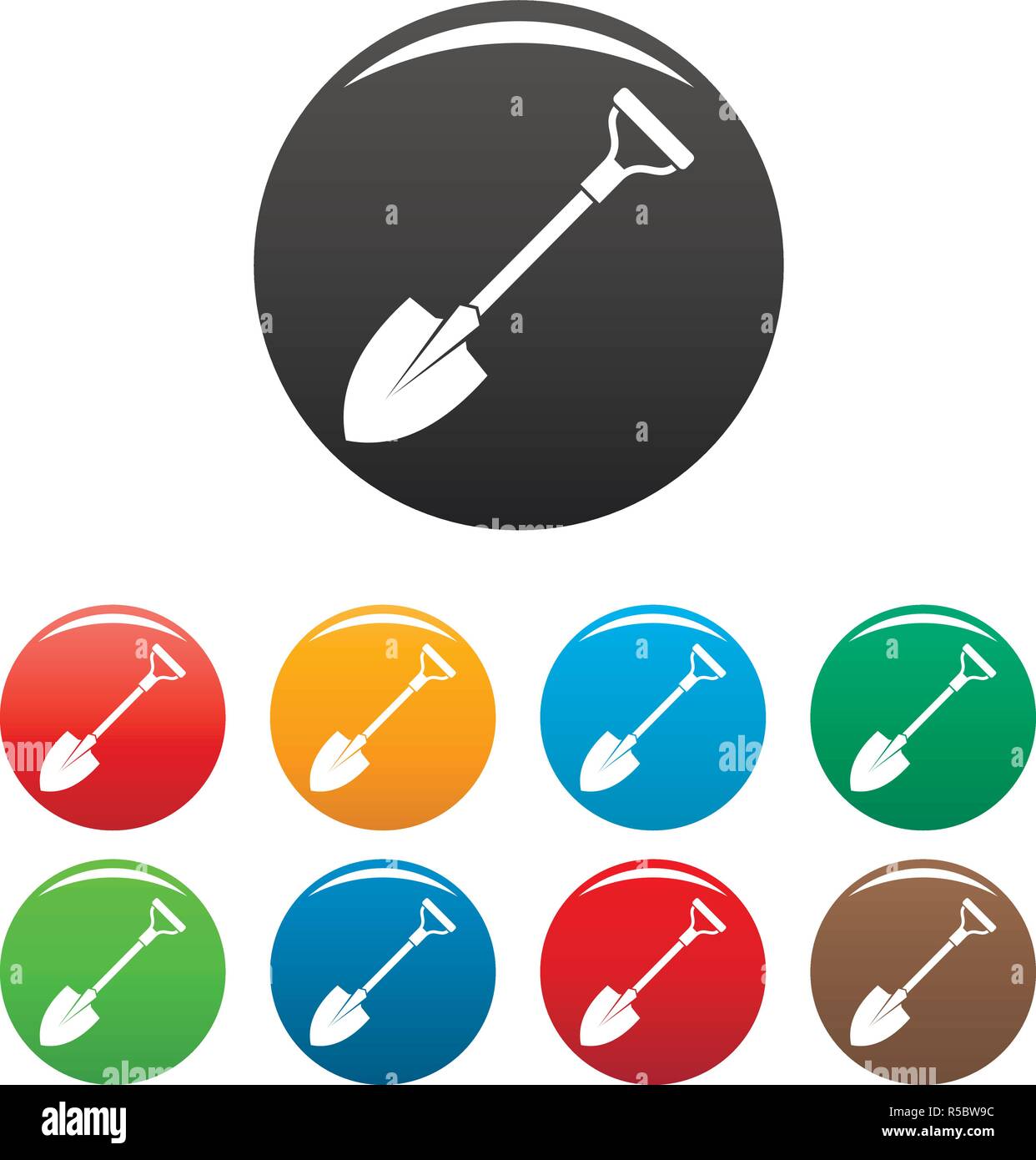 Shovel icons set 9 color vector isolated on white for any design Stock ...