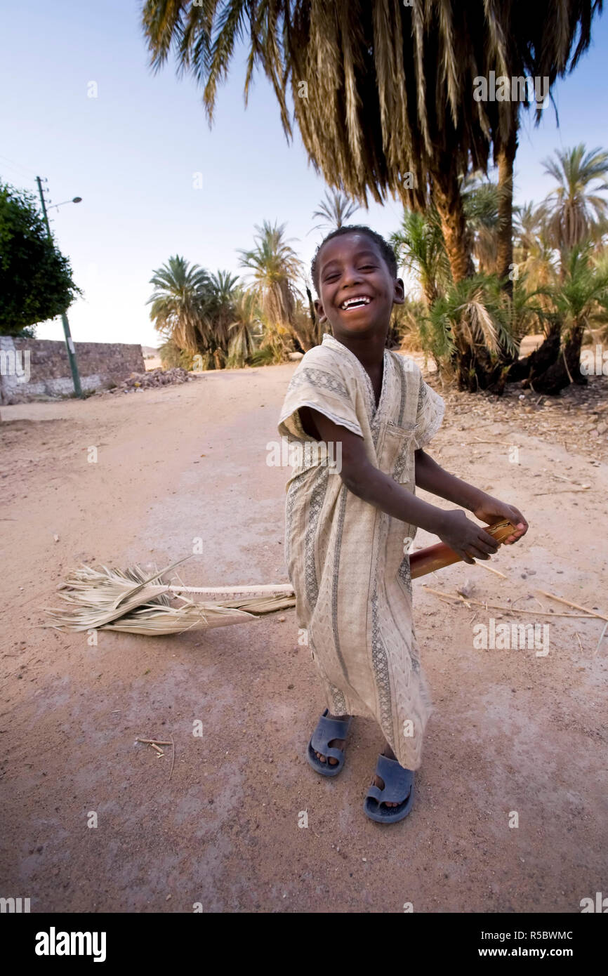 Egypt, Aswan surroundings, Nubian Village of Cubania, Local Children ...